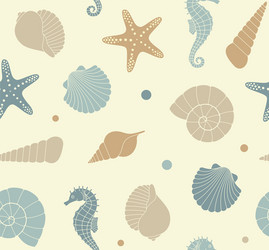 Seamless monochrome pattern with sea shells Vector Image