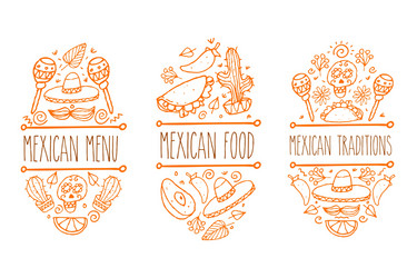 Mexican food sign set Royalty Free Vector Image