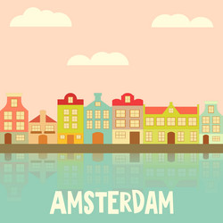 Amsterdam city skyline silhouette background Vector Image