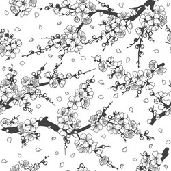 Blooming tree seamless pattern with flowers Vector Image