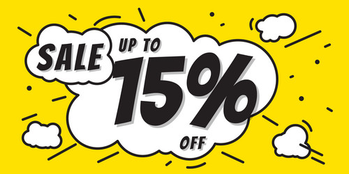 15 sale discount bubble line art chat comic Vector Image