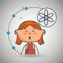 Girl cartoon atom icon Royalty Free Vector Image