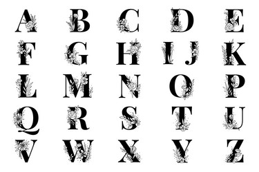 Vintage floral alphabet set Royalty Free Vector Image