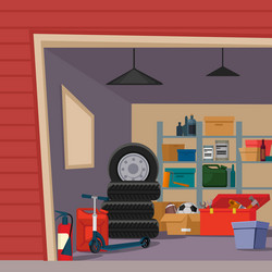 Cartoon of garage interior Royalty Free Vector Image