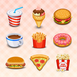 Square shaped food icon set Royalty Free Vector Image
