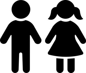 Kid girl and boy line icon set children outline Vector Image