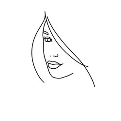 Line drawing a beautiful woman 2 Royalty Free Vector Image