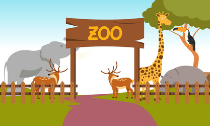 Zoo cartoon with safari animals Royalty Free Vector Image