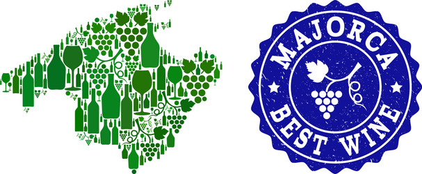 Best service collage of map majorca Royalty Free Vector