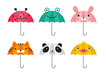 Collection various cute umbrellas with animals Vector Image