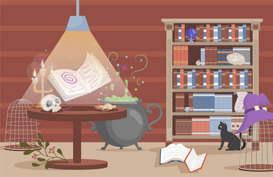 Witch room witches interior inside magic house Vector Image