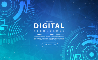 Digital technology banner blue green background ai