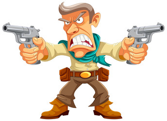 Furious cowboy with gun a cartoon character Vector Image