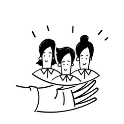 Hand drawn doodle group happy people Royalty Free Vector