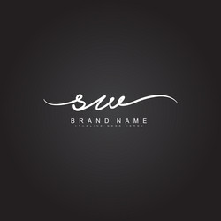 Handwritten signature logo for initial letter sw Vector Image