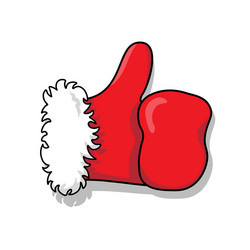 Pointing santa finger in warm mitten hand sign Vector Image