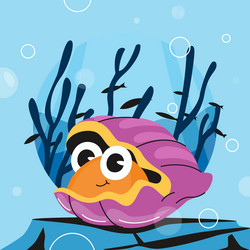 Hand drawn clam cartoon Royalty Free Vector Image