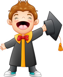 Happy graduation boy cartoon Royalty Free Vector Image