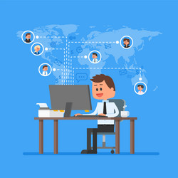 Remote working with a business team meeting held Vector Image
