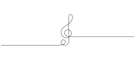 One continuous line drawing of treble clef Vector Image