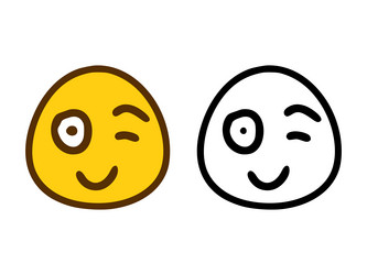 Happy face emoticon in doodle style isolated Vector Image