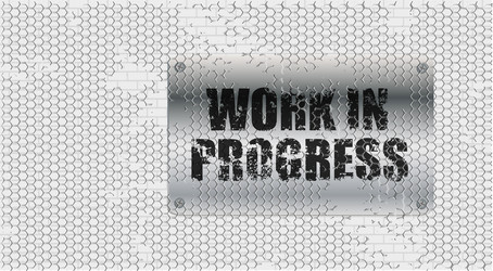 Yellow warning sign work in progress background Vector Image