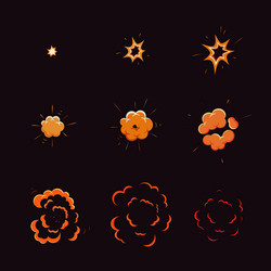 Cartoon motion explosions animated explosion shot Vector Image