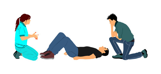 First aid crew paramedic victim help Royalty Free Vector