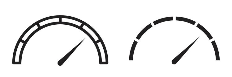 Performance indicator icon set fast speedometer Vector Image