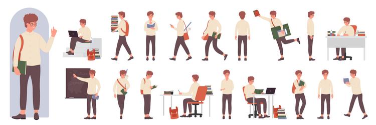 Black boy pupil character learning set clever Vector Image Black boy pupil character learning set clever Vector Image
