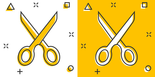 Cartoon scissors icon in comic style scissor sign Vector Image