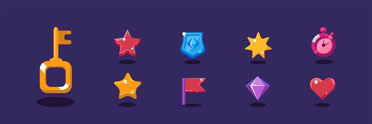 Game interface icon and design element set Vector Image