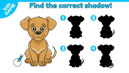 Find the shadow of cartoon dog and accessories Vector Image