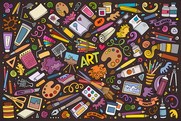 Colorful set of art cartoon doodle objects Vector Image