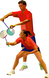 Mixed Doubles Badminton Vector Images (63)