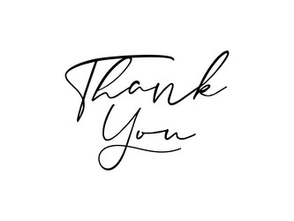 Thank you card black text hand drawn lettering Vector Image