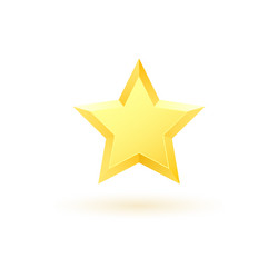 Gold realistic metallic star on a white background