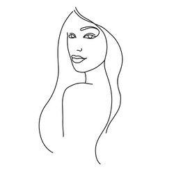 Line drawing a beautiful woman 2 Royalty Free Vector Image