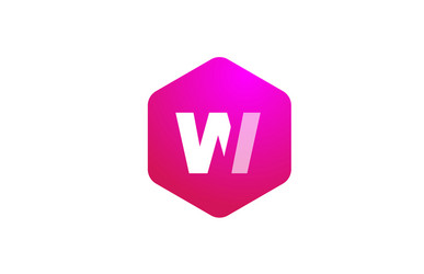 Pink polygon w alphabet letter logo icon design Vector Image