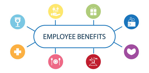 Employee benefits infographic banner Royalty Free Vector