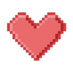 Red heart icon for valentines day pixel 8 bit Vector Image