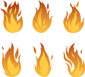 Set with different kinds gradient flames Vector Image