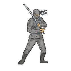 Ninja warrior sketch Royalty Free Vector Image