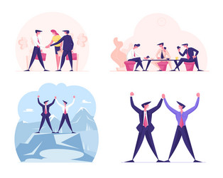 Continuous one line drawing teamwork cooperation Vector Image