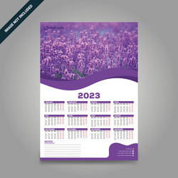 1-page wall calendar design for 2023 Royalty Free Vector