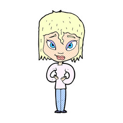 Comic cartoon pleased woman Royalty Free Vector Image