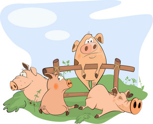 Set of cheerful pigs cartoon Royalty Free Vector Image