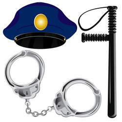 Cartoon police cap and cops sunglasses Royalty Free Vector