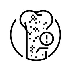 Hip fracture osteoporosis bone line icon Vector Image