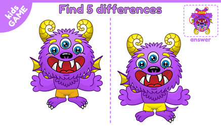 Game find differences cartoon monster-7 Royalty Free Vector